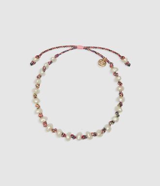 Mon Precieux Ge Bracelet Perles dEau Douce Cordon Rose Fluo