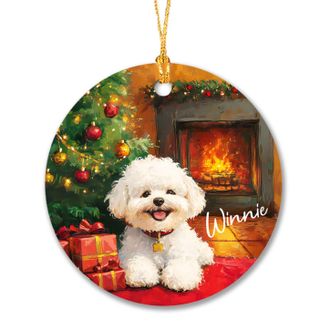 Generic Bichon Fris&eacute; Hund Christbaumschmuck Anh&auml;nger Keramik Weihnachtsbaum Deko Mit Schnur H&auml;ngende Ornamente