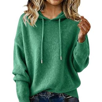 Generic Pull &agrave; capuche &agrave; manches longues pour femme - Confortable - Manches longues - L&eacute;ger - Confortable - D&eacute;contract&eacute; - V&ecirc;tements dhiver, Vert, XXL