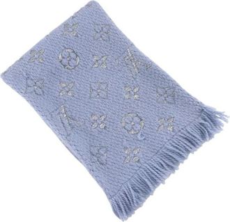 Louis Vuitton Pre-owned Echarpe Logomania Shine Wool Scarf - Femme - Pre-owned - Bleu - Taille: ONE Size