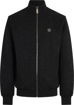 Philipp Plein Homme, Sweatshirts et sweats &agrave; capuche, Noir, Taille: XL Jacquard Tracksuit Jacket Monogram