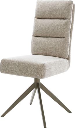 DELIFE Esszimmerstuhl Pela-Flex Kreuzgestell breit Effektfinish Titan Webstoff Soft Beige 360&deg; drehbar Wippfunktion Taschenfederkern