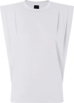 Pinko Pinko, Femme, Tops, Blanc, Taille: 40 FR Myranda T-shirt &agrave; d&eacute;tails pliss&eacute;s