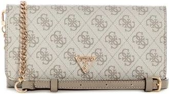Guess sac &agrave; &eacute;paule bandouli&egrave;re Noelle II Xbody Flap Organizer Dark Taupe Logo blanc