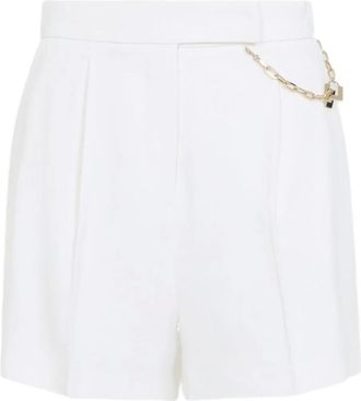 Elisabetta Franchi Femme, Shorts, Blanc, Taille: 40 FR Shorts en gabardine avec logo bijou