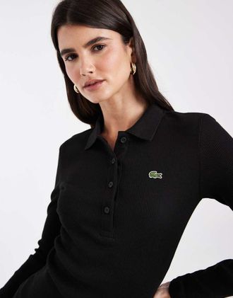Lacoste polo slim fit en coton c&ocirc;tel&eacute; noir