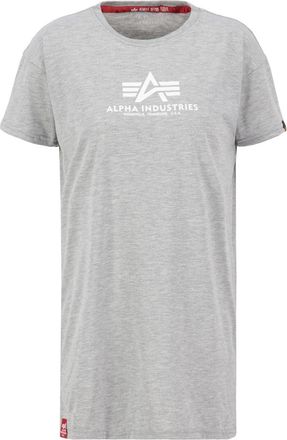 Alpha Industries Damen Basic T Long Wmn T-Shirt, Greyheather/White, S