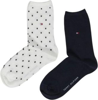 Tommy Hilfiger Femme, Sous-v&ecirc;tements, Multicolore, Taille: XS Polka Dot Crew Socks 2 Pairs