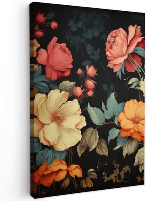 MuchoWow © Leinwand Groß 80x120 cm XXL Deko Schlafzimmer Aesthetic Leinwandbilder Wohnzimmer Gemälde Foto Geschenk Living Room Decoration Vintage - Blumen - Na