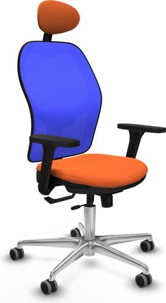 Piqueras y Crespo Ergonomischer Stuhl mit 3D-Armen, h&ouml;henverstellbarer Lendenwirbelst&uuml;tze und festem Kopfteil, ausgestattet mit Syncro/Traslack und eingespritztem Schau