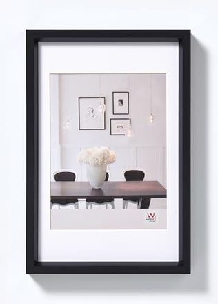 Walther Design Bilderrahmen schwarz 40 x 60 cm mit Passepartout, Steel Style Kunststoffrahmen ES460B