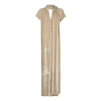 Cortana Iris Samtkleid Maxi - - Dresses - Damen - Beige - M