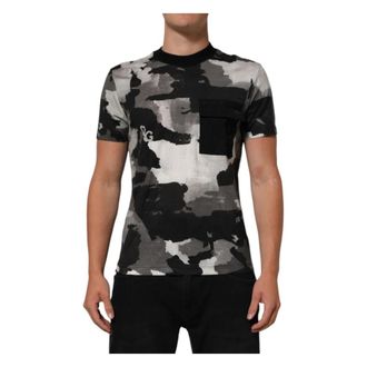 Dolce & Gabbana Herren T-Shirt mit Multicolor-Tarnmuster - - Tops - Herren - Mehrfarbig - XS