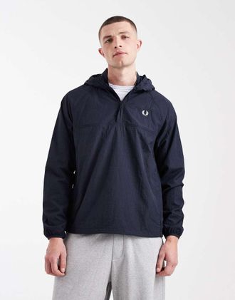 Fred Perry Veste de sport &agrave; capuche avec col zipp&eacute; et logo - Bleu marine