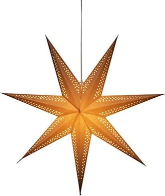 Konstsmide Brauner Papierstern, inkl. Anschlusskabel mit an/aus Schalter, ohne Leuchtmittel, E14 Lampenhalterung, 230V, Innen, weißes Kabel - 5931-600