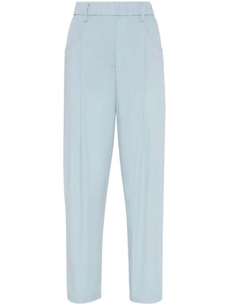 Brunello Cucinelli pantalon droit à détail de chaîne - Bleu