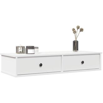 vidaXL Vidaxl - tag&egrave;re murale et tiroirs blanc 100x37,5x19cm bois ding&eacute;nierie