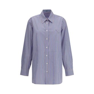 Prada Gestreiftes Hemd mit dreieckigem Patch - - Blouses & Shirts - Damen - Mehrfarbig - L