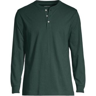 Lands End Super-T Langarm-Henleyshirt, Classic Fit, Herren, Gr&ouml;&szlig;e:44-46 regular, Gr&uuml;n, Baumwolle, by Lands End