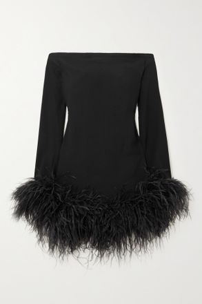 Taller Marmo Kika Minikleid Aus Cr&ecirc;pe Mit Federn - Schwarz