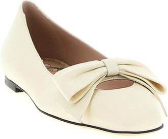 Valentino Garavani Kidskin Bow Detail Ballet Flat - Cream
