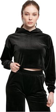 Urban Classics Sweat &agrave; Capuche Court et surdimensionn&eacute; pour Femme - en Velours Doux - Taille XS &agrave; 5XL, Noir, M