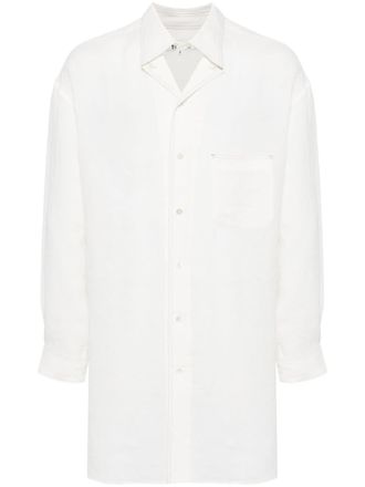 Yohji Yamamoto Leinenhemd mit Kontrastnähten - Weiß