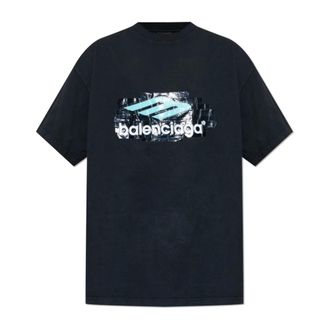 Balenciaga T-Shirt mit Print - - Tops - Herren - Schwarzk - XS