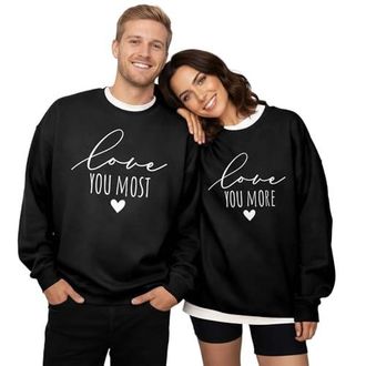 Generic Sweat-shirt &agrave; capuche imprim&eacute; &agrave; col rond pour la Saint-Valentin 2026 pour homme et femme (homme), Noir, M