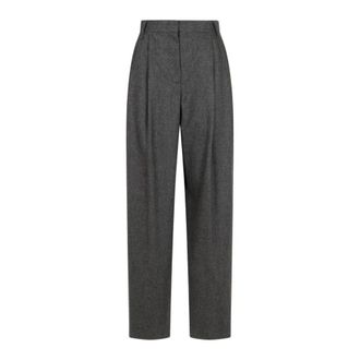 Emporio Armani Icon Wollflanellhose mit Bundfalten - - Trousers - Damen - Grau - M