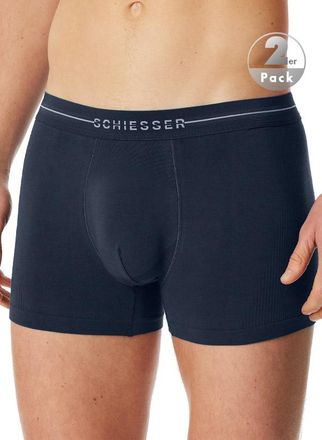 Schiesser Herren Trunks blau Baumwolle unifarben