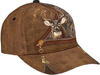 Generic Homme Femme Trucker Cap Motif De Fermeture Éclair en Forme De Visage De Cerf Marron Chapeau De Golf Respirant Snapback Casquette Lègére Casquette Truc
