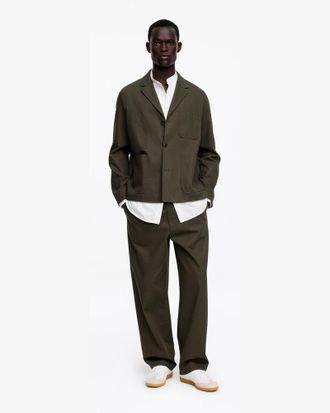 Arket L&auml;ssiger Blazer Aus Baumwolle Und Leinen -Gr&uuml;n