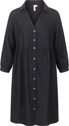 Ragwear Damen Sommerkleid leichtes Leinenkleid kurz mit 3/4-&Auml;rmeln Almu YOUMODO Black Gr. XXL