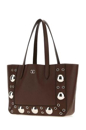 Valentino Garavani Womens Brown Leather Small Nellc&atilde;te Shopping Bag Teakbrown Borse A Mano