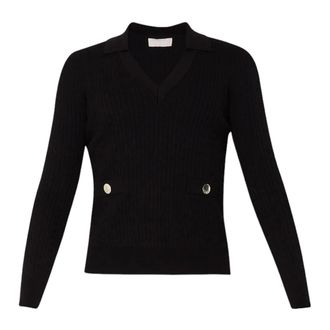 Liu Jo Schlanker V-Ausschnitt Pullover - - Knitwear - Damen - Schwarzk - S