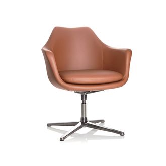 hjh OFFICE 600988 Lounge Sessel Artemia Kunstleder Braun Drehsessel im eleganten Design