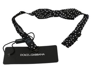 Dolce & Gabbana Black Polka Dots Mens Necktie Papillon Silk Bow Tie