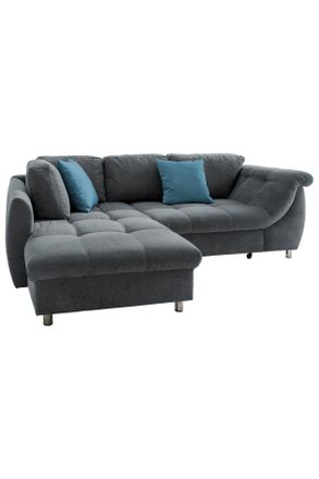 Livetastic Ecksofa, Anthrazit, Blau, Textil, Uni, 3-Sitzer, F&uuml;llung: Schaumstoff, Ottomane links, L-Form, 250x190 cm, Made in EU, Wohnzimmer, Sofas & Couches, Wo