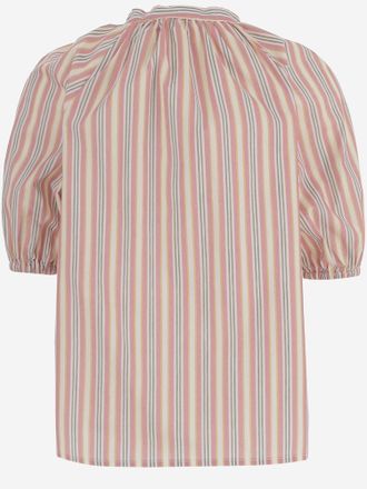 Babe & Tess Girls Stretch Cotton Striped Shirt Blouses And