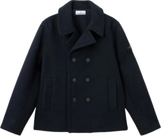 Stone Island Peacoat &agrave; double boutonnage - Homme - Manteaux - Bleu - Taille: M