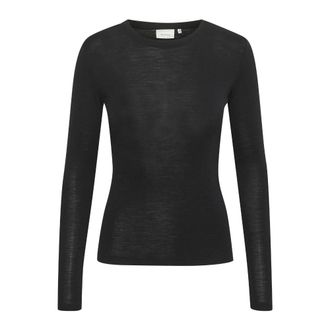 Gestuz Schwarzer Wollrundhalsausschnitt-Top - - Tops - Damen - Schwarzk - M
