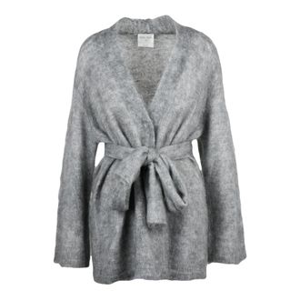 Forte_Forte Cardigan mit Kontrastbesatz - - Knitwear - Damen - Grau - M