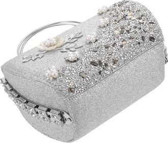 Yardwe Pochette De Soir&eacute;e Pour Femme Avec D&eacute;tails En Cristal Et Ornements Floraux M&eacute;tal Sac &agrave; Main Compact Pour &Eacute;v&eacute;nements Formels