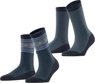 Esprit Scandi Multipack W So coton laine fantaisie lot de 2 paires, Chaussettes Femme, Violet Plum 6130, 35-38