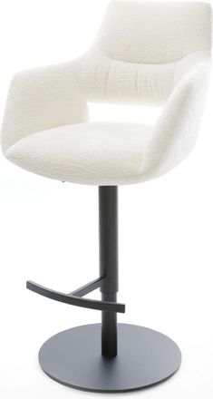 DELIFE Barstuhl Yago-Flex Boucl&eacute; Soft Beige Drehfu&szlig; h&ouml;henverstellbar Metall Schwarz Taschenfederkern, Barst&uuml;hle