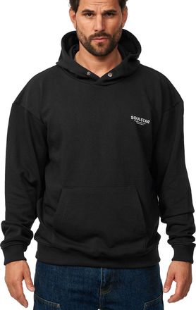 SOULSTAR Herren Oversize Hoodie Kapuzenpullover Einfarbig Basic Logoprint Pullover Kapuzen-Sweatshirt F&uuml;r M&auml;nner S2_Present-Hood-Black-XXL