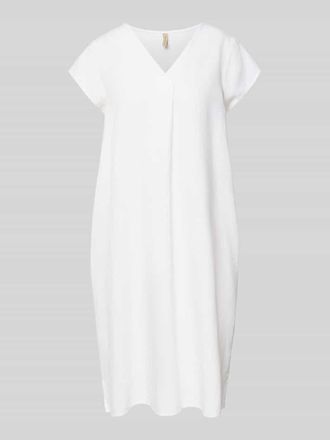 Soyaconcept Knielanges Leinenkleid mit V-Ausschnitt Modell Ina