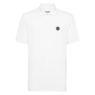 Philipp Plein Homme, Tops, Blanc, Taille: 4XL Pique Polo SS Gothic Plein