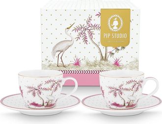 Pip Studio Jolie Dots Gold Pink Espressotasse mit Untertasse 120ml Set2